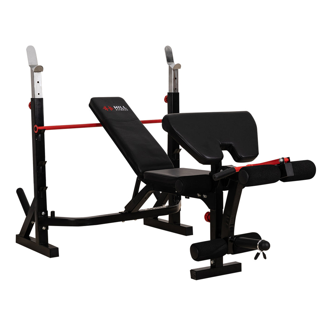 Athlete Series: Olympic Weights Bench with Preacher Curl / Leg Develop ...